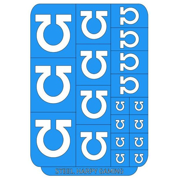 Omega – Large - Stencil – Grim Dice Tabletop Gaming