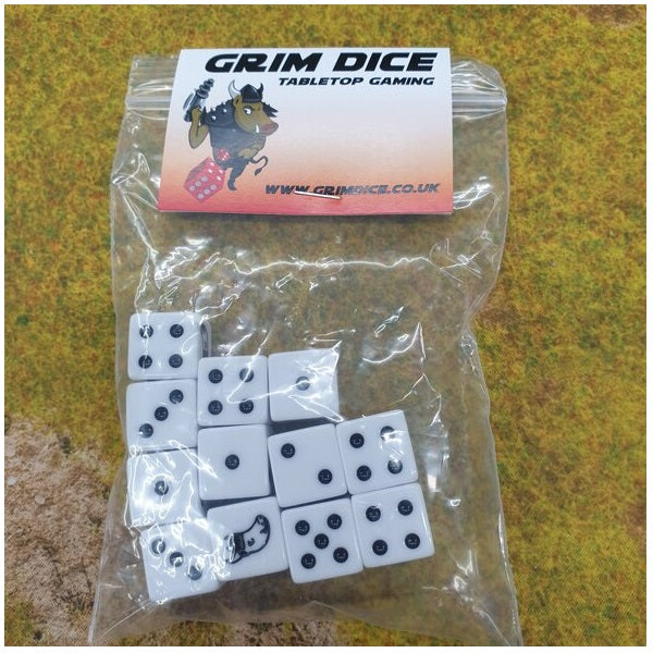 Grim Dice ... Dice - Set of 12 Dice - White – Grim Dice Tabletop Gaming